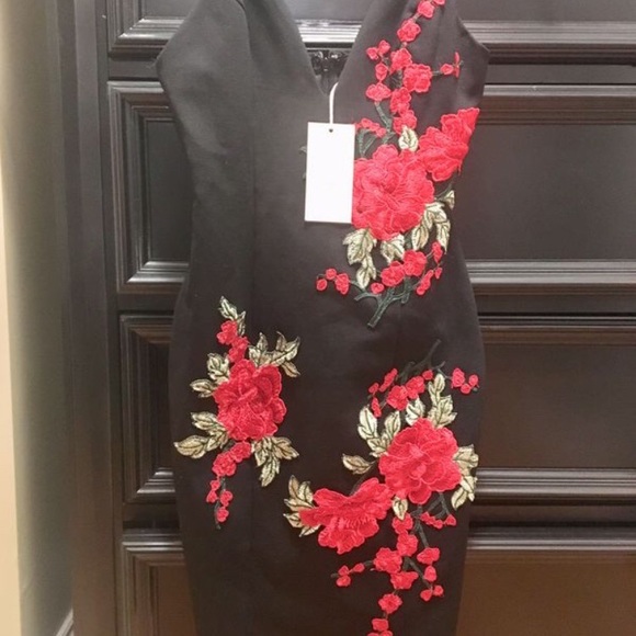 Dresses | Sexy Black Dress With Roses | Poshmark